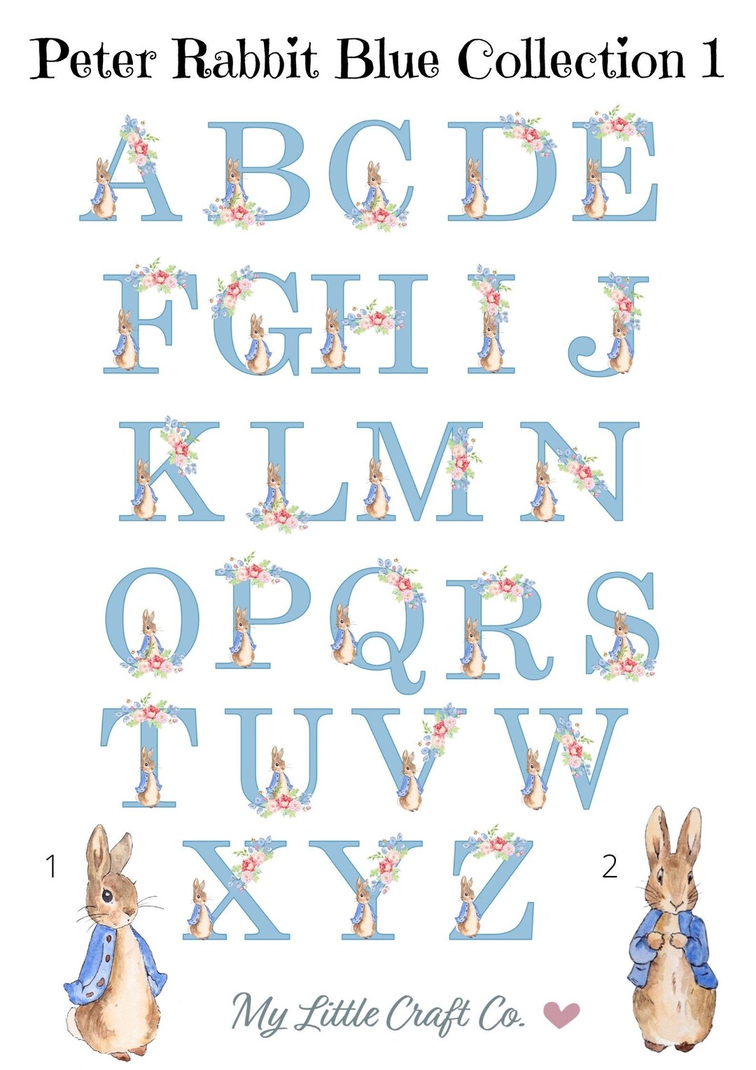 Stickers, Peter Rabbit Alphabet, Blue, Transparent Waterproof Vinyl ...