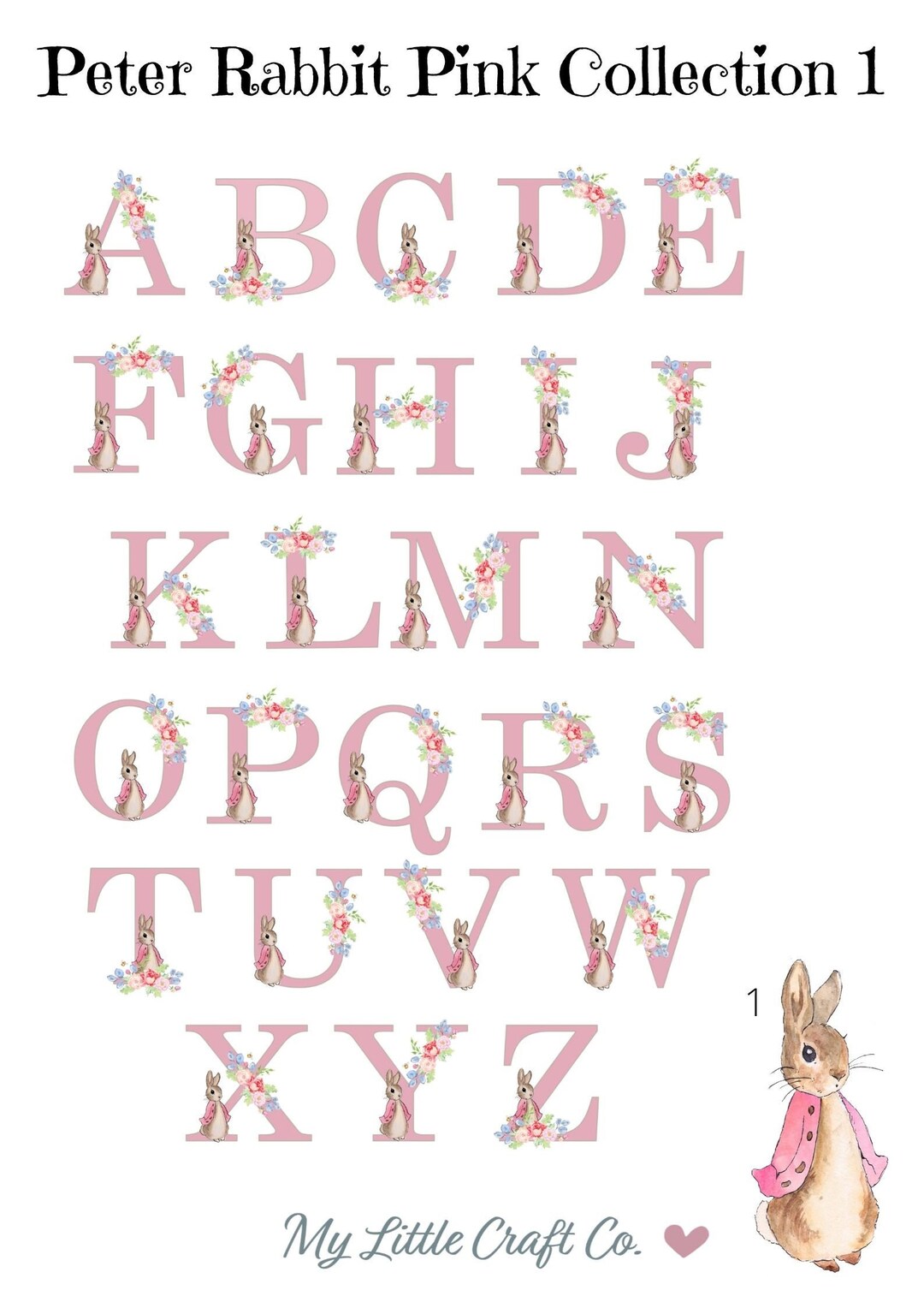 Stickers, Peter Rabbit Alphabet, Pink, Transparent Waterproof Vinyl ...