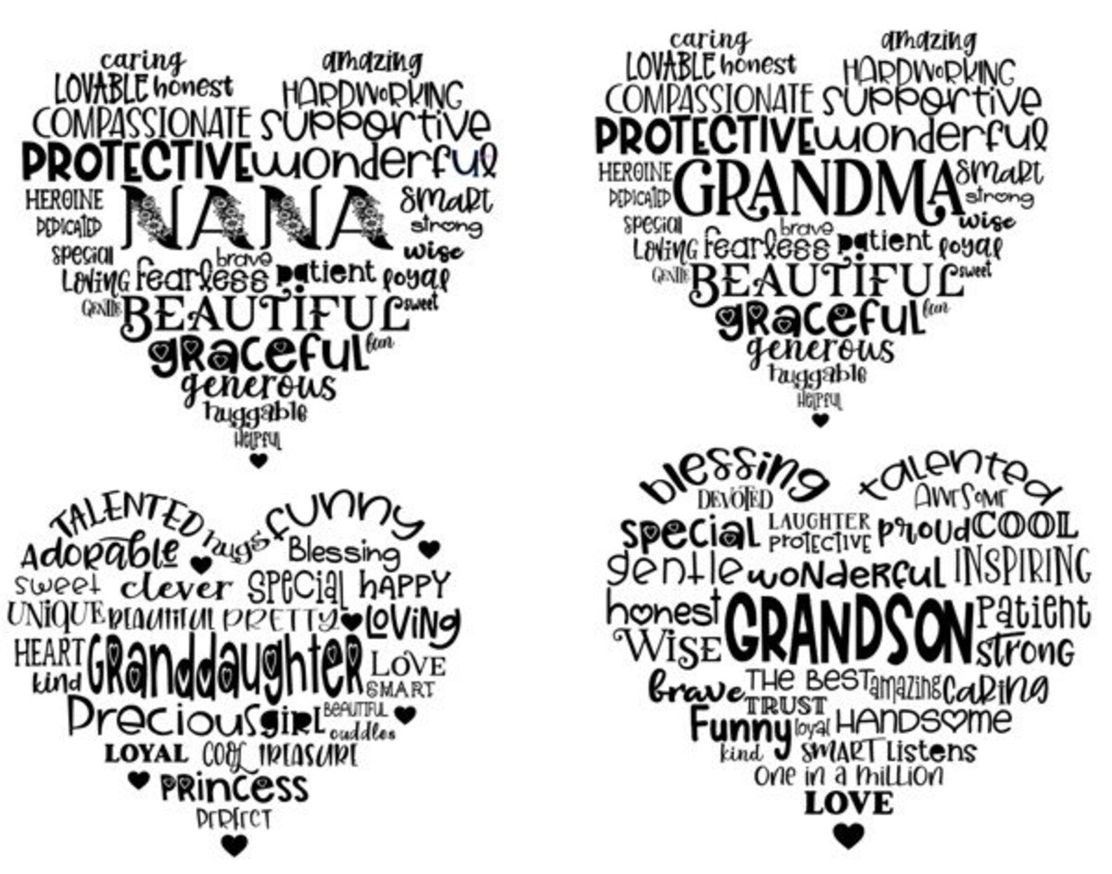 Family Heart Word Art, Mom, Dad, Wife, Husband, Aunt, Uncle, Sister ...
