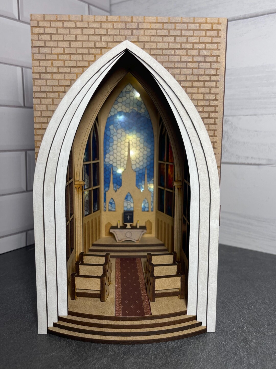 Cathedral Church Book Nook With Lights - Etsy