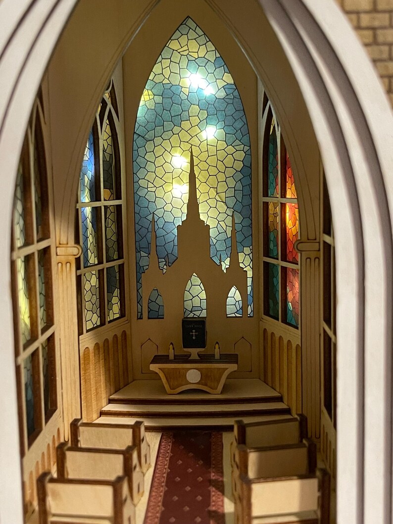 Cathedral Church Book Nook With Lights - Etsy