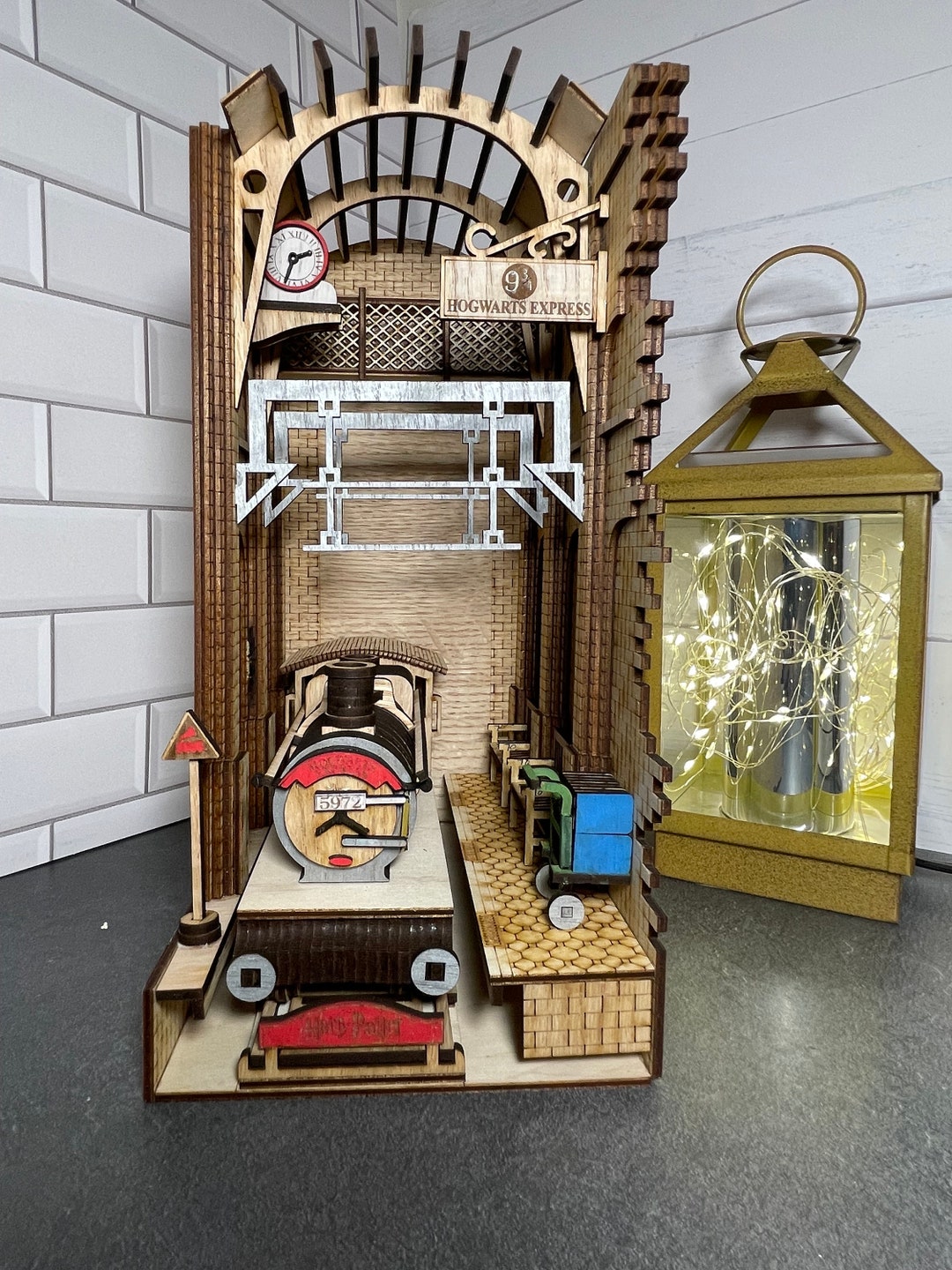 Train Station Book Nook, Magic, Laser Cut, Hand Painted and Assembled ...