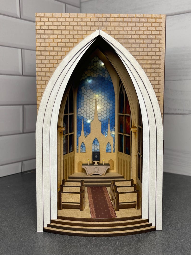 Cathedral Church Book Nook With Lights - Etsy