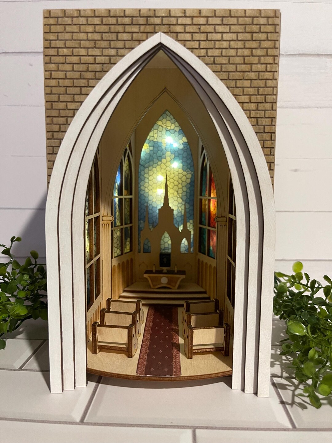 Cathedral Church Book Nook With Lights - Etsy