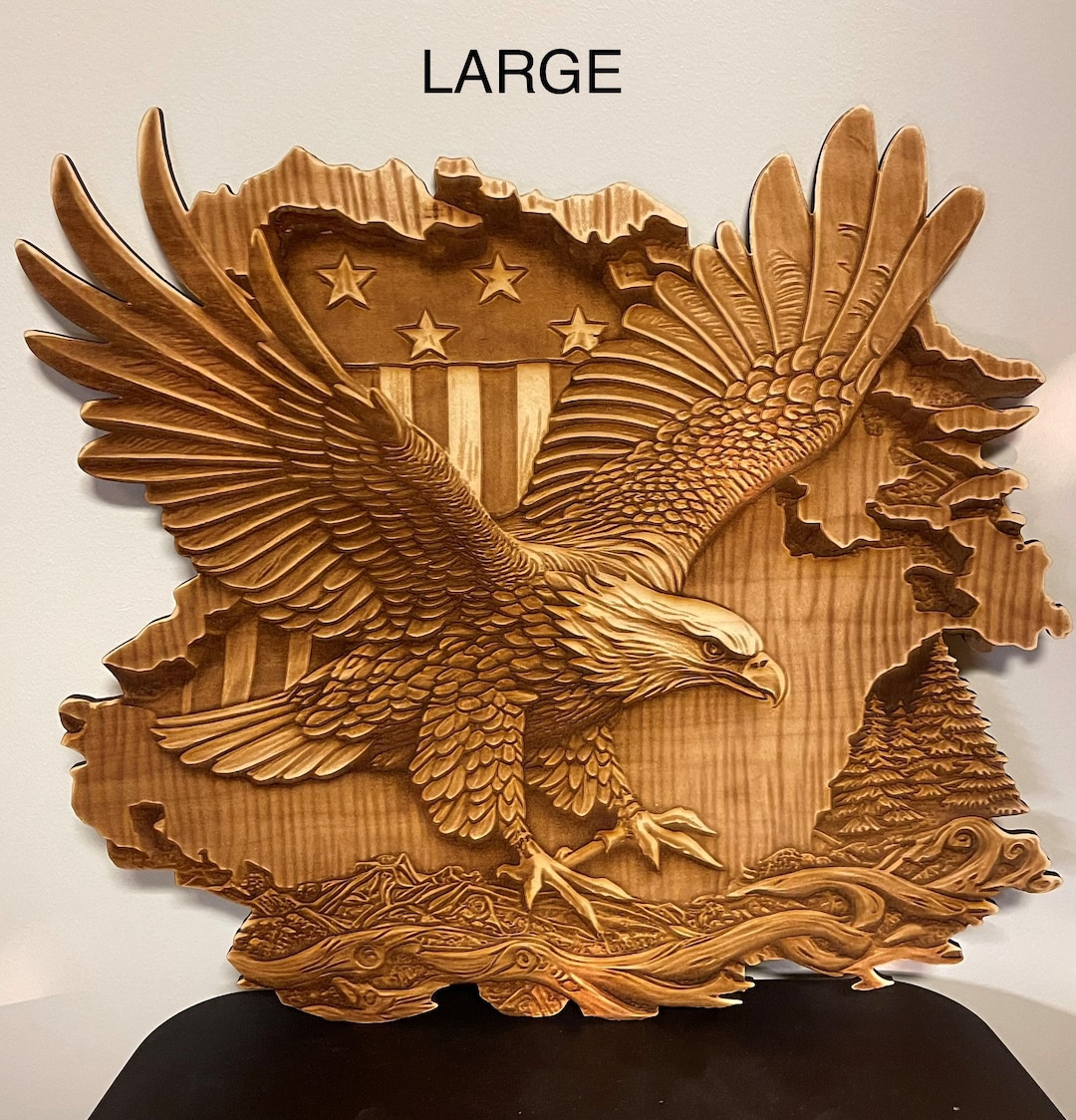 3D Bald Eagle, USA Flag, Laser Engraved Wall Hanging - Etsy