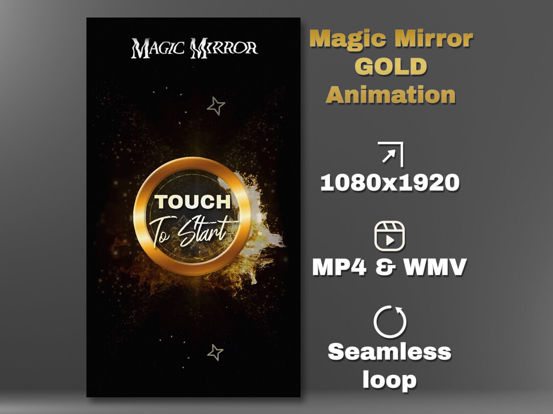 Magic Mirror Photo Booth Animation | Gold Rings Stars Touch to Start ...