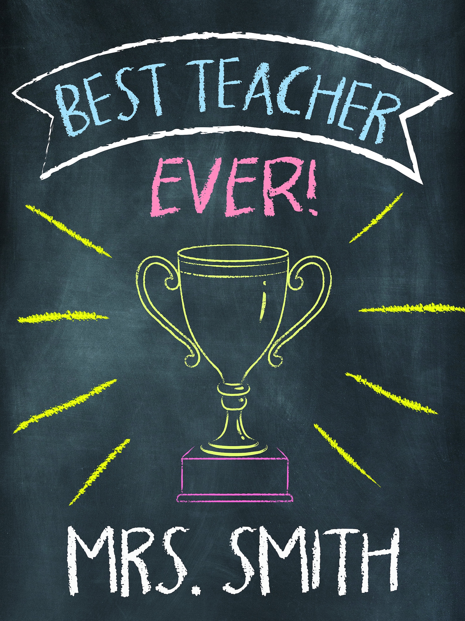 Personalised Best Teacher Ever Canvas Print Black Board & - Etsy