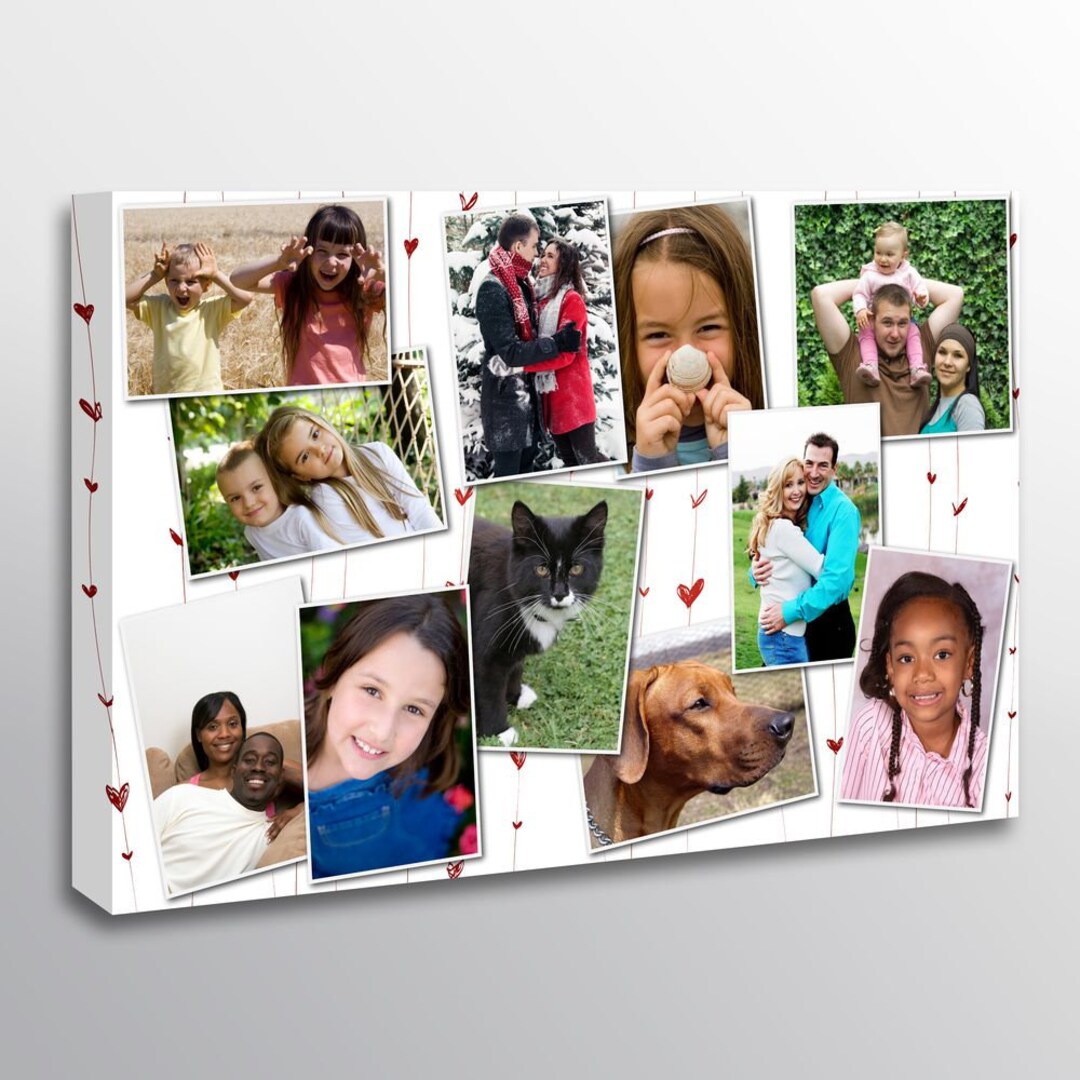 Custom Photo Collage Canvas. Scattered Pictures. Personalised Print ...