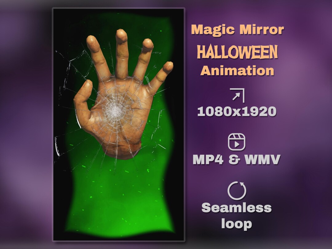 Magic Mirror Booth Halloween Animation | Scary Spooky Bats Zombie Hand ...