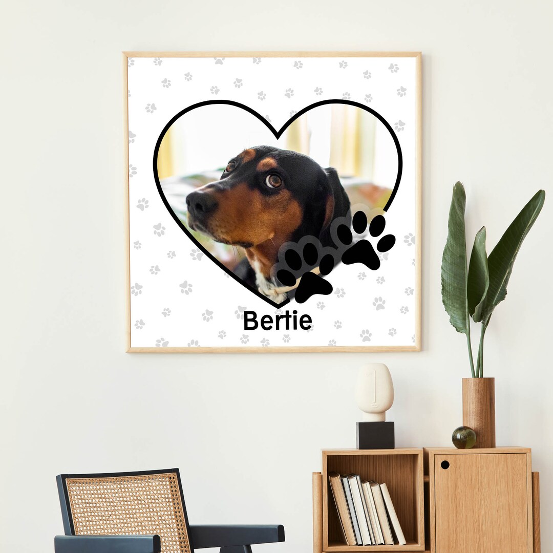 Personalised Pet Posters, Heart Paw Print Available in Many Sizes - Etsy
