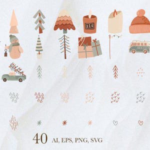 Hand Drawn Whimsical Christmas SVG Clipart Bundle of Illustrations ...