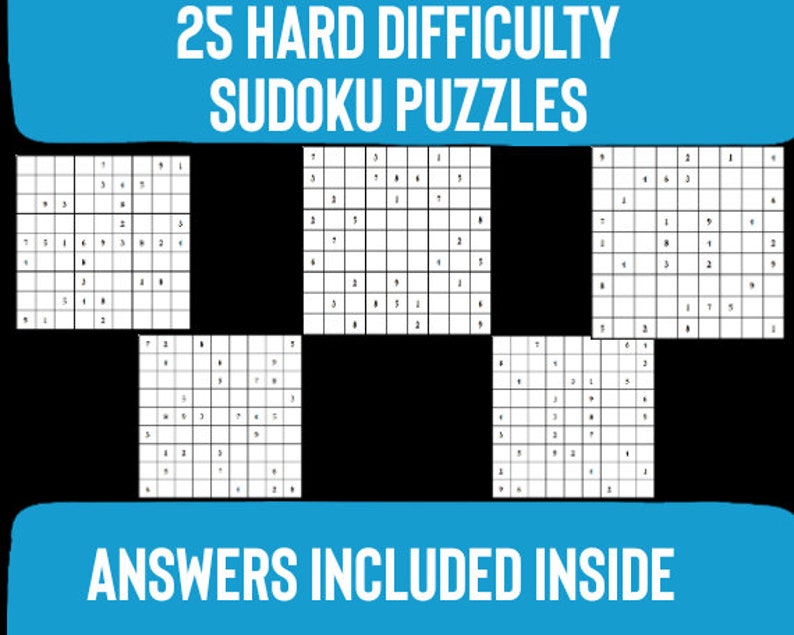 Printable Sudoku Puzzle Bundle Hard Sudoku Puzzle Pack for - Etsy