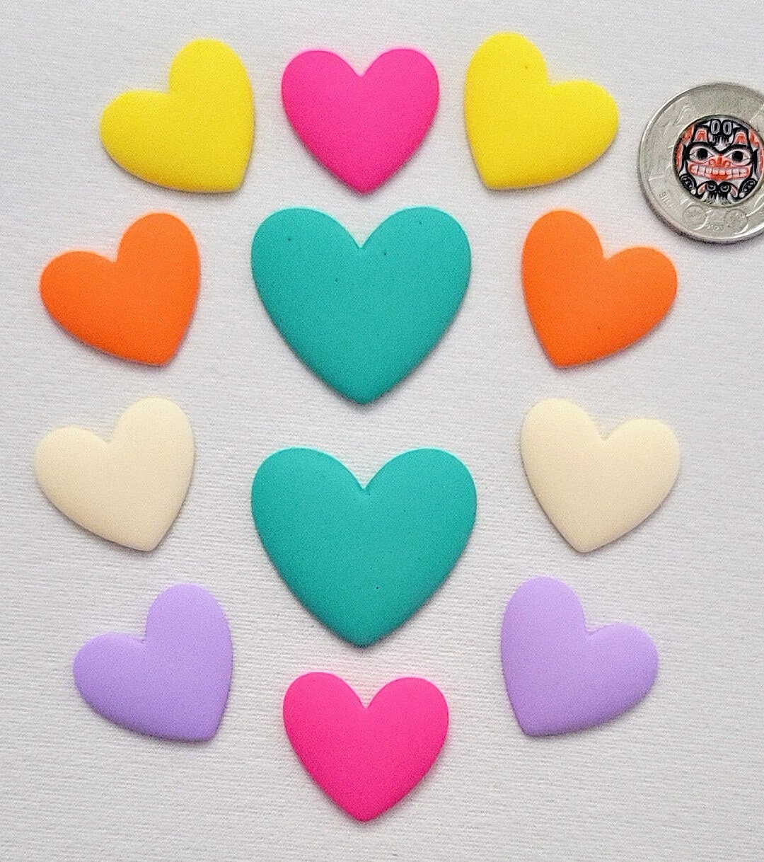 Awesome 8 Pairs Heart Matte Cabs 1 .1 /// 27 Mm Gems Flatback Beads DIY ...