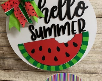 TEMPLATE Watermelon Welcome Door Hanger Template Summer Door - Etsy