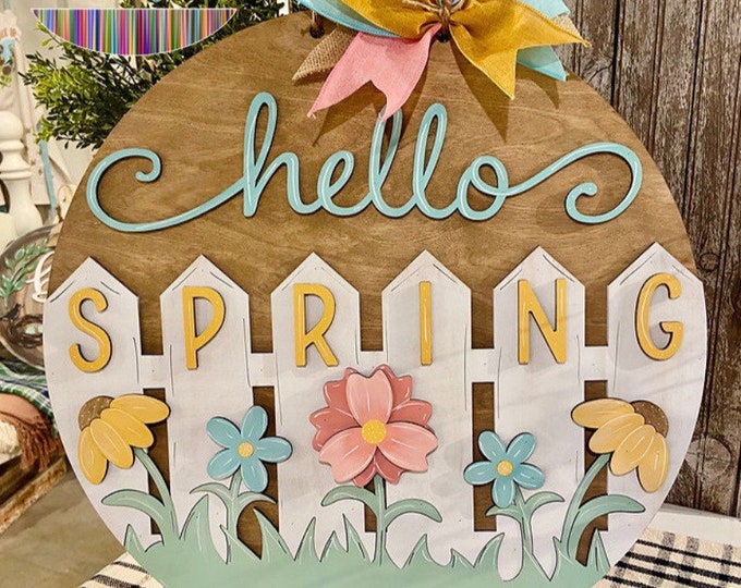 Hello Spring 3D Door Hanger - Etsy