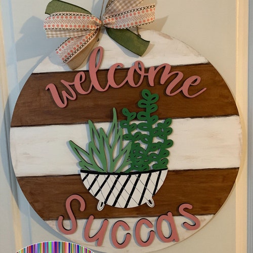 Succulent Door Hanger Hello - Etsy