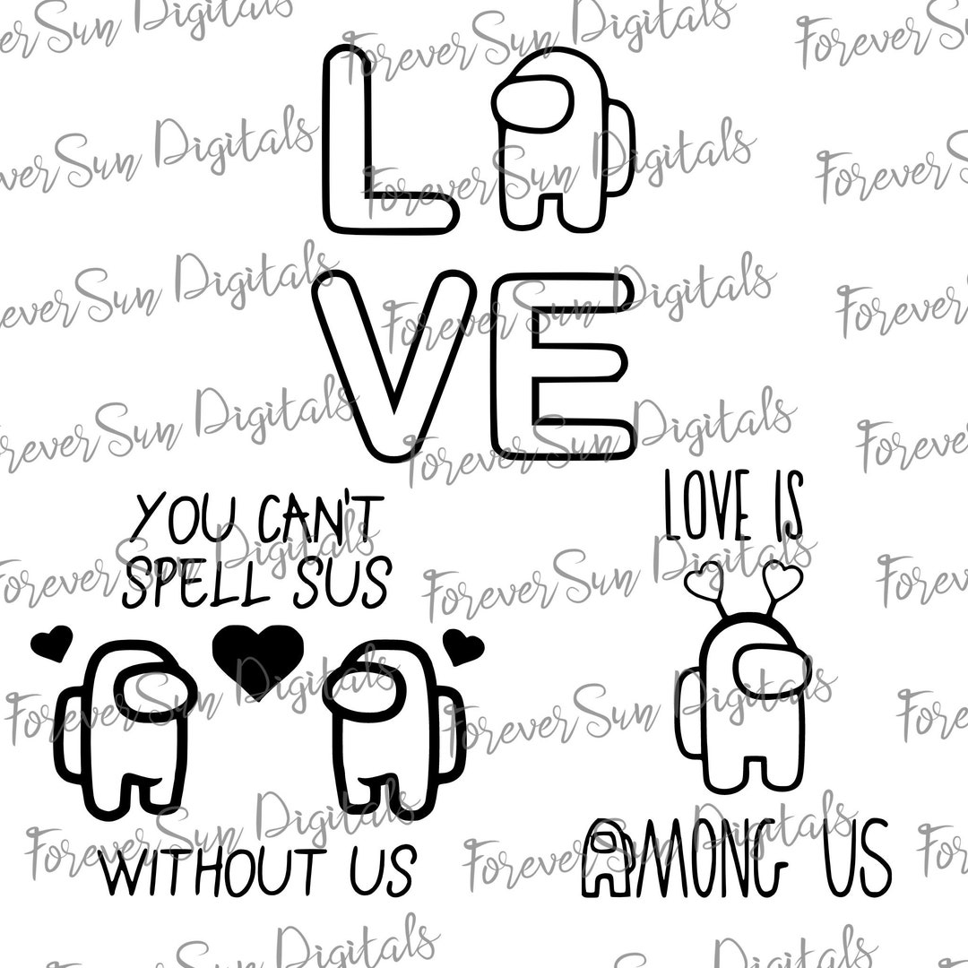 Among Us Valentine's Day SVG Files - Etsy