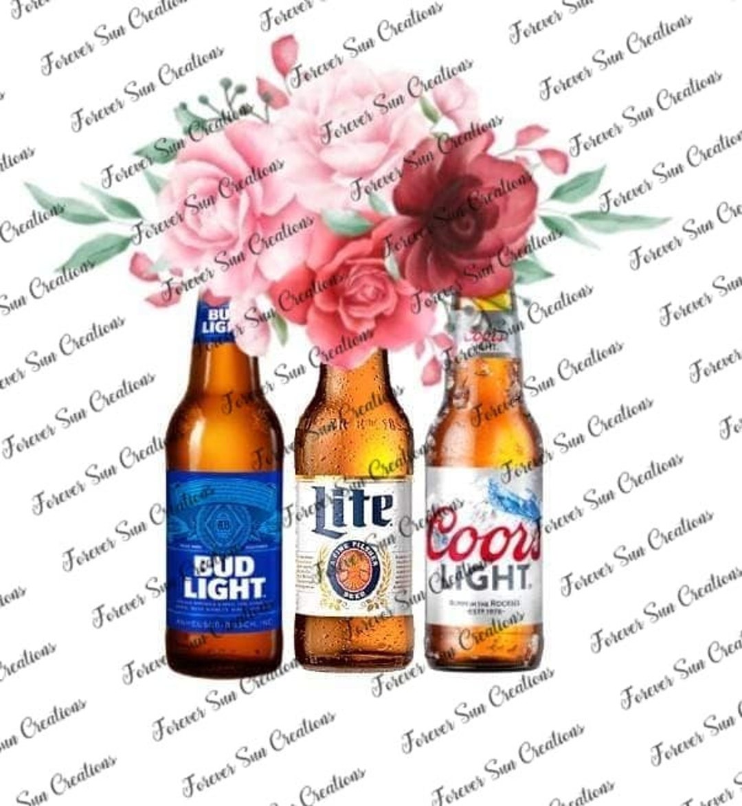 Beer Bottles and Flowers Sublimation File, Waterslide , Digital Design ...