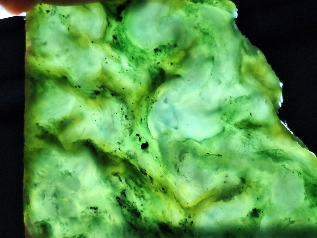 BC Nephrite Jade Slab, Unpolished Translucent W/patterns, Thin-cut 3.8 ...