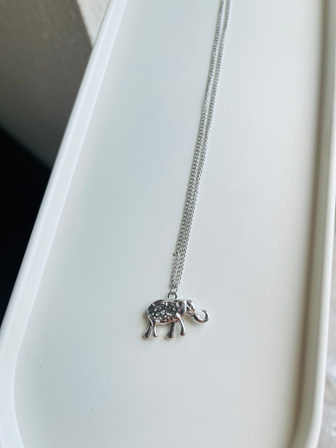 Silver Chain With Elephant Pendant Mini Elephant on Silver Link Chain ...