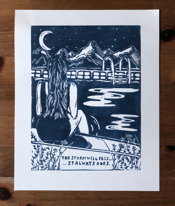 Linocut Print The Storm Art & Collectibles Wood & Linocut Prints etna ...