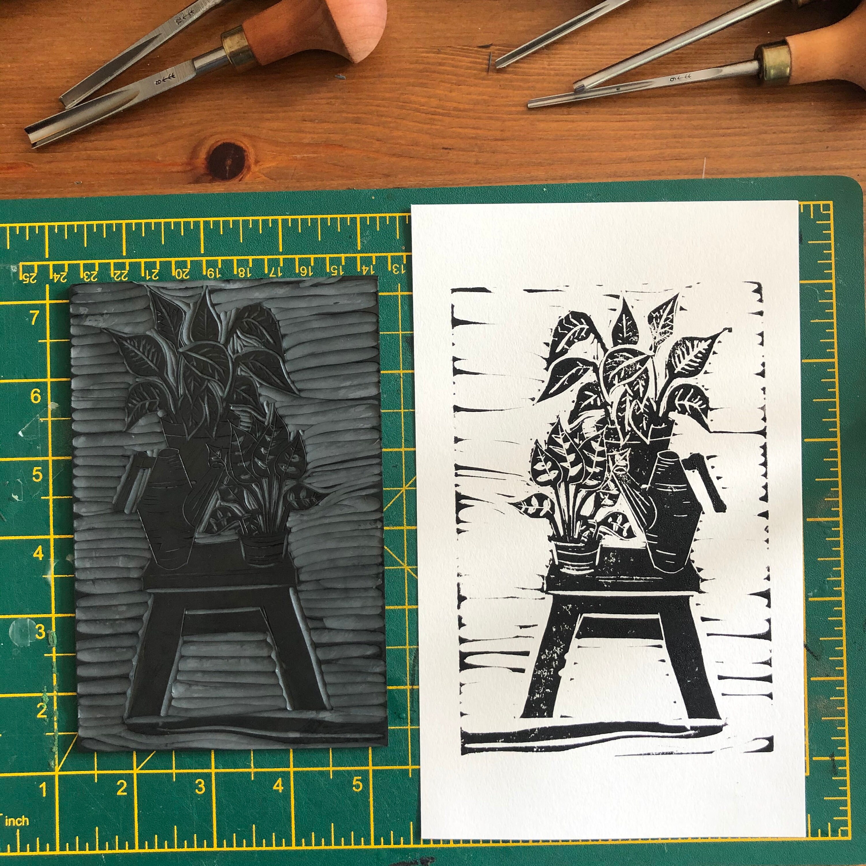 Plant Pots: Lino-print - Etsy