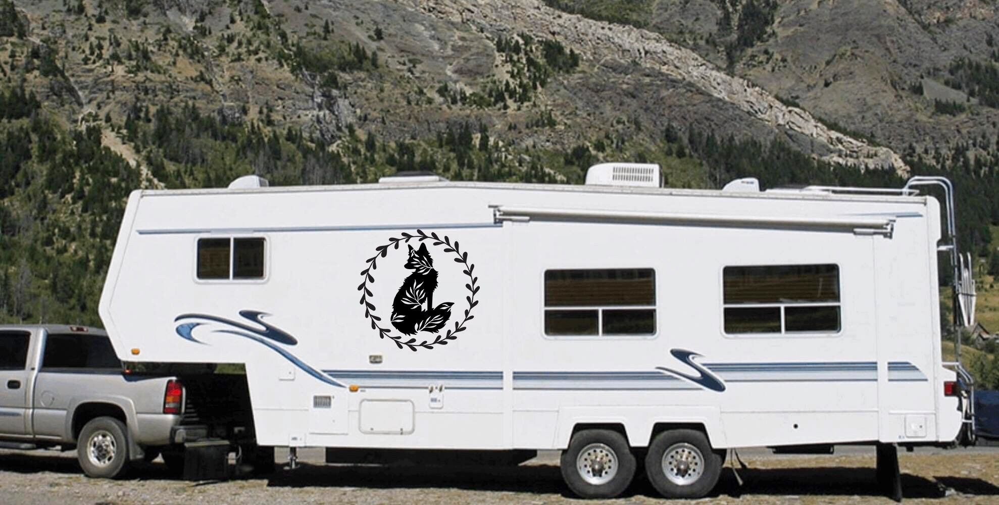 Fox Laurel Decal Vinyl Sticker Tattoo Loving Camping for Camper RV ...