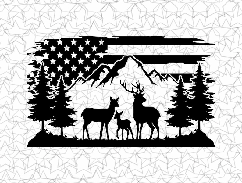 American Flag With Deer Decal Vinyl Sticker Tattoo Loving - Etsy