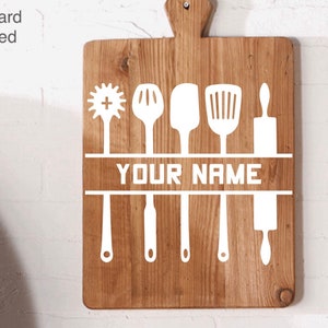 Personalized Kitchen Cook Cutting Board Kitchen Utensils Sticker Decal ...