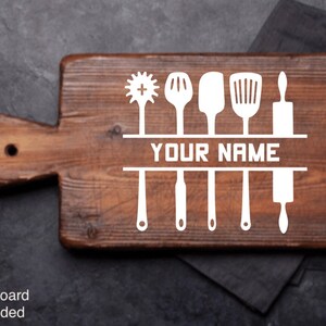 Personalized Kitchen Cook Cutting Board Kitchen Utensils Sticker Decal ...