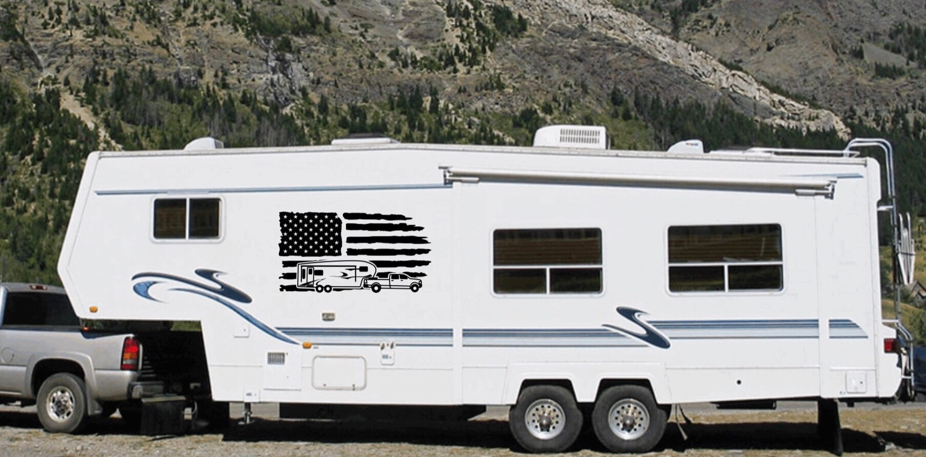 Fifth Wheel With USA Flag 5th Wheel Camping Bucket Decal Vinyl | Etsy