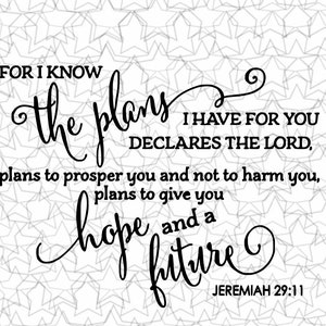 For I Know the Plans Jeremiah 29:11 Wall Sticker, Tattoo Décor for ...