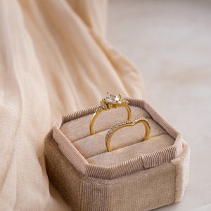 Bridal Ring Set, Vintage Ring, 14K Gold Plated Ring, Stacking Promise ...