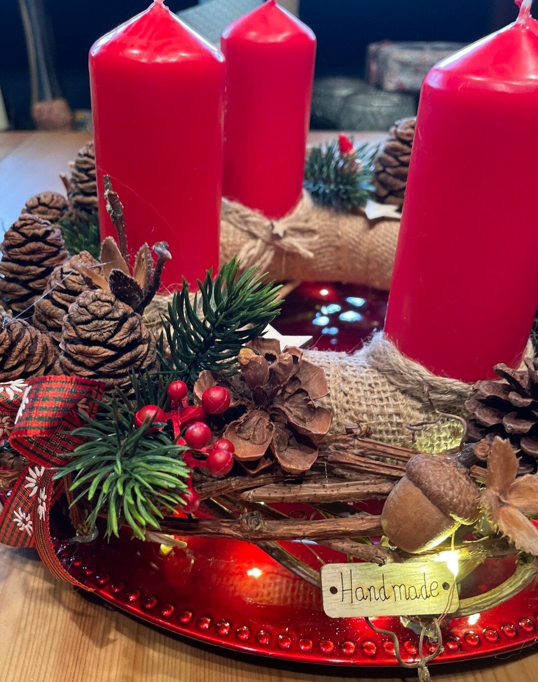 Red Advent Wreath Traditional in Red Sustainable Advent - Etsy