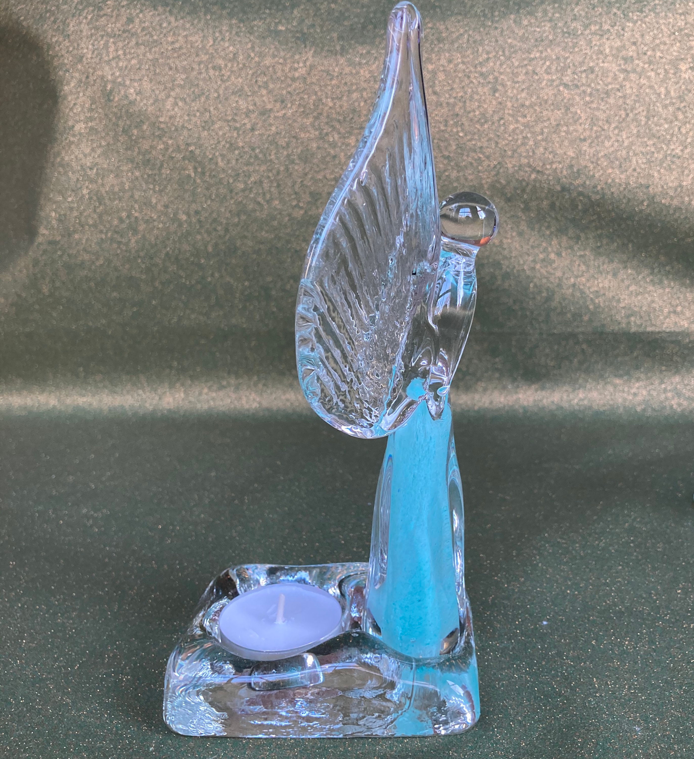 Hand Blown Glass Angel Candle Holder Figurine Present Handmade | Etsy UK