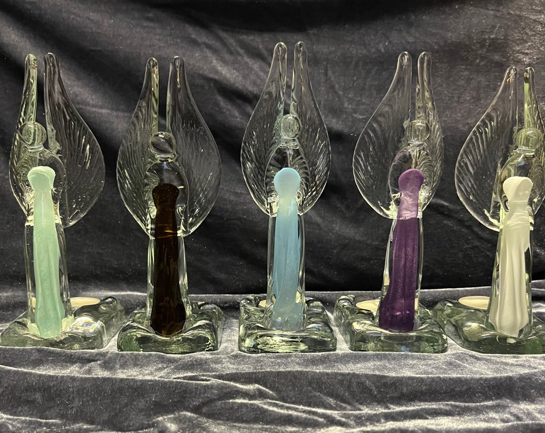 Hand Blown Glass Angel Candle Holder Figurine Present Handmade ...