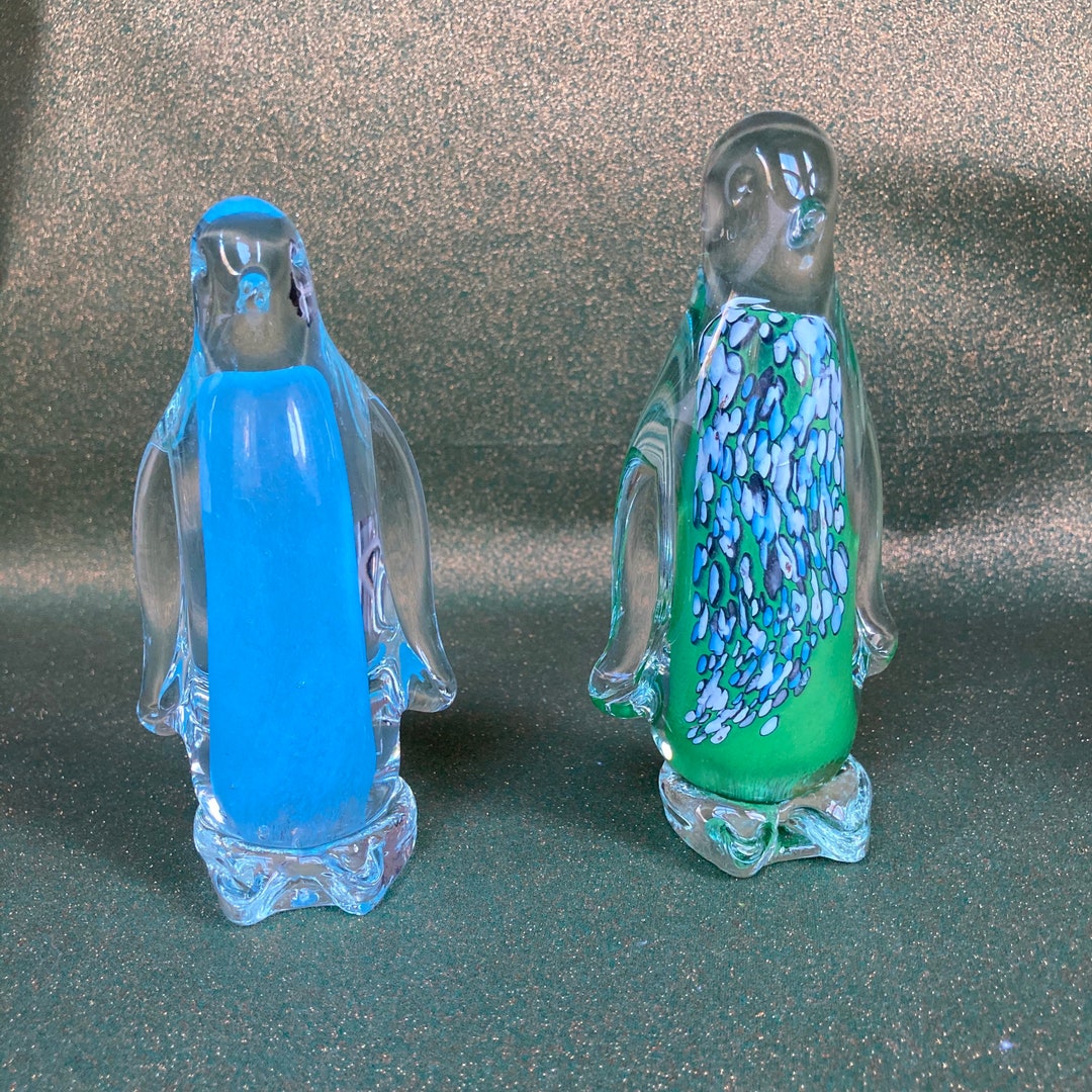 Hand Blown Glass Penguin Figurine Ornament Paperweight Present Handmade ...