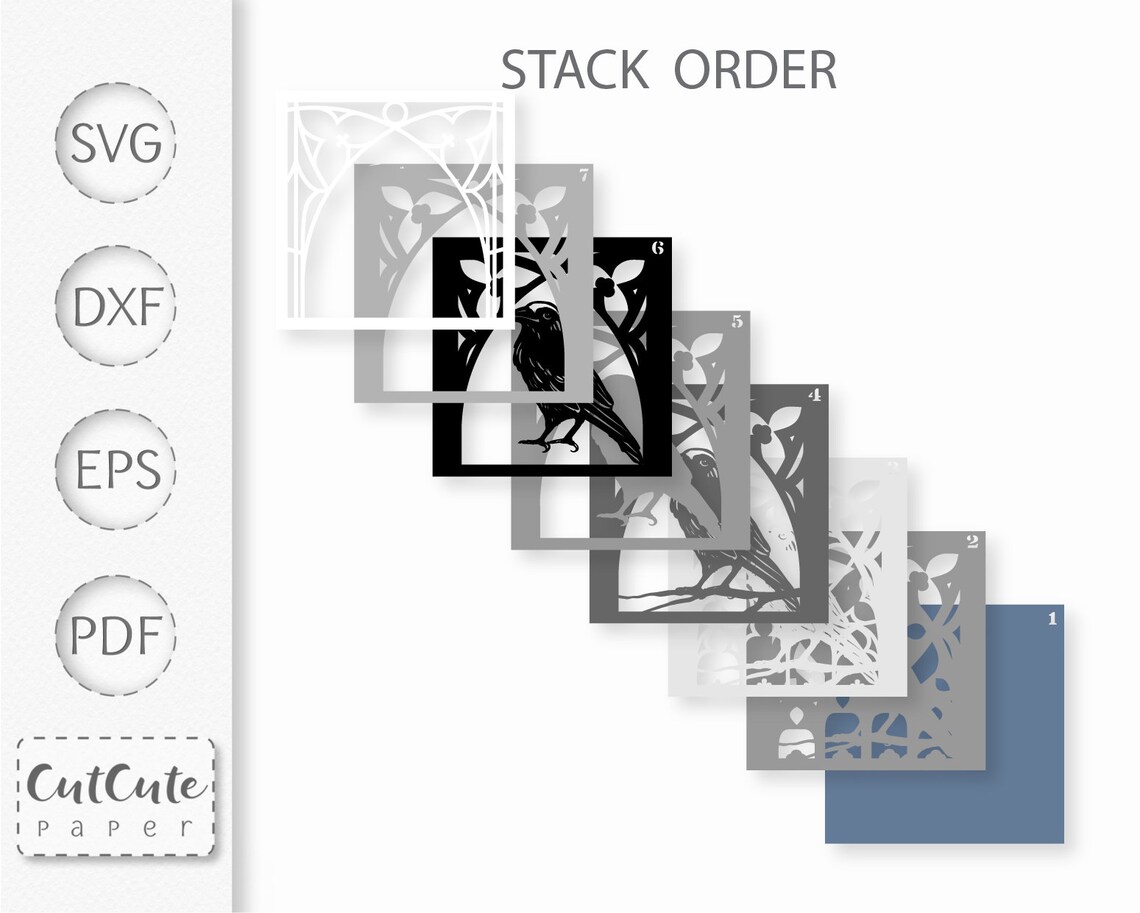 Gothic Raven Shadow Box SVG Template: Halloween Paper Cut Wall Art - Etsy