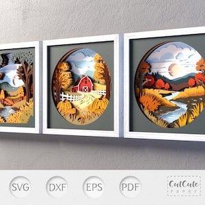 Fall Landscape Shadow Box SVG Bundle: Autumn Farmhouse Decor (digital ...