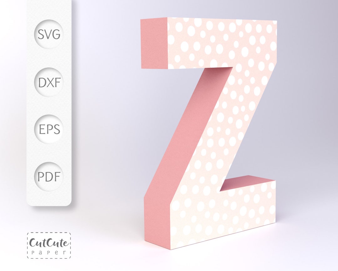 3D Letter Z SVG Template: Cardstock Alphabet for Cricut (PDF Tutorial ...