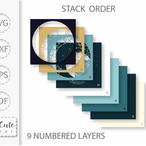 Zodiac Sign Sagittarius SVG Shadow Box Template, Bow Arrows Stars ...