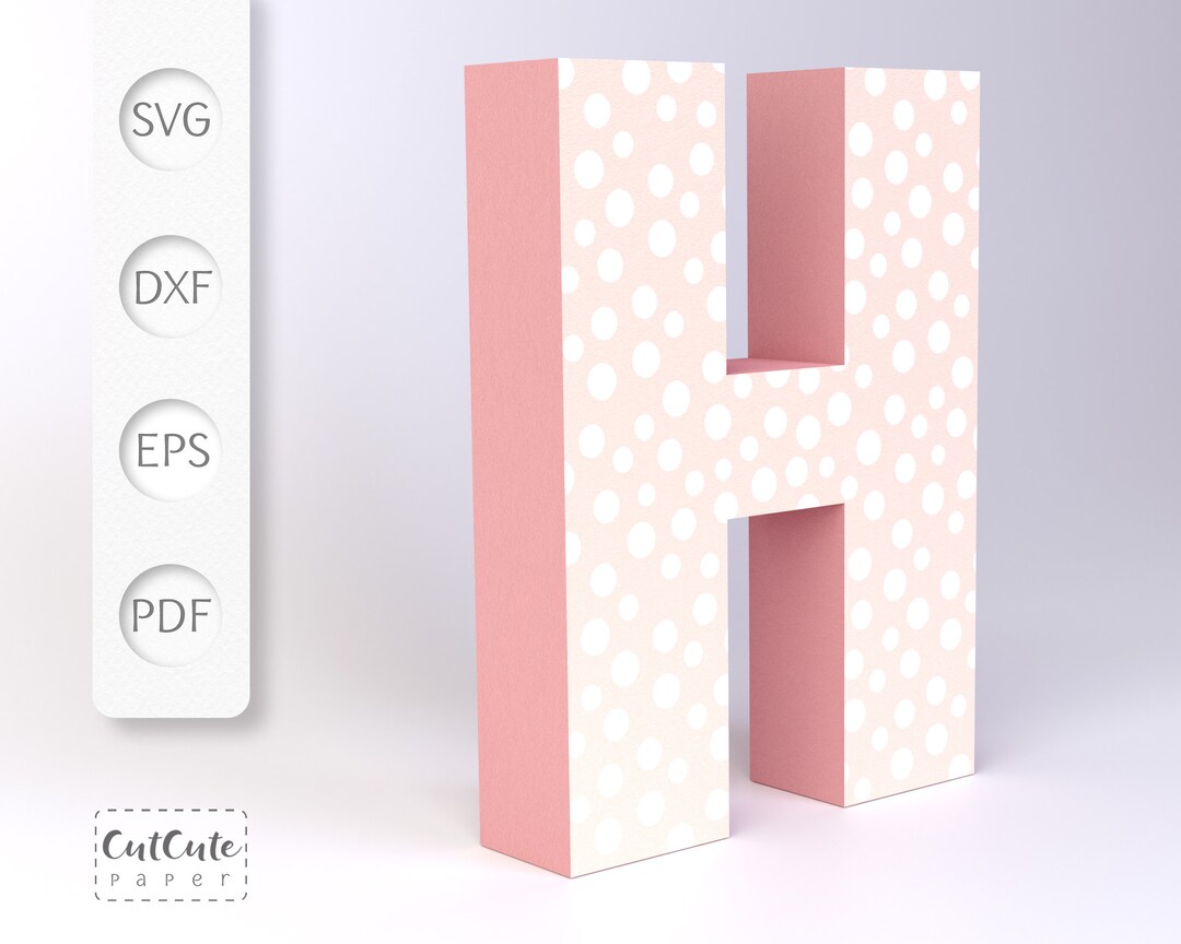 3D Letter H SVG Template: Cardstock Alphabet (PDF Tutorial) - Etsy