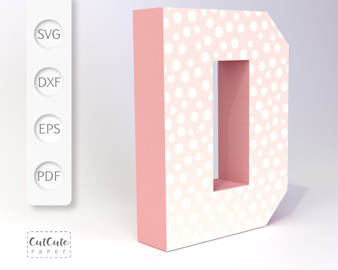 3D Letter D SVG Template Cardstock Letter SVG for Cricut and - Etsy