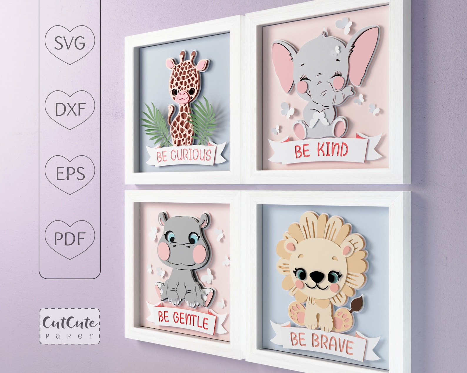 Safari Baby Animals Shadow Box SVG: Nursery Wall Art (digital Files) - Etsy