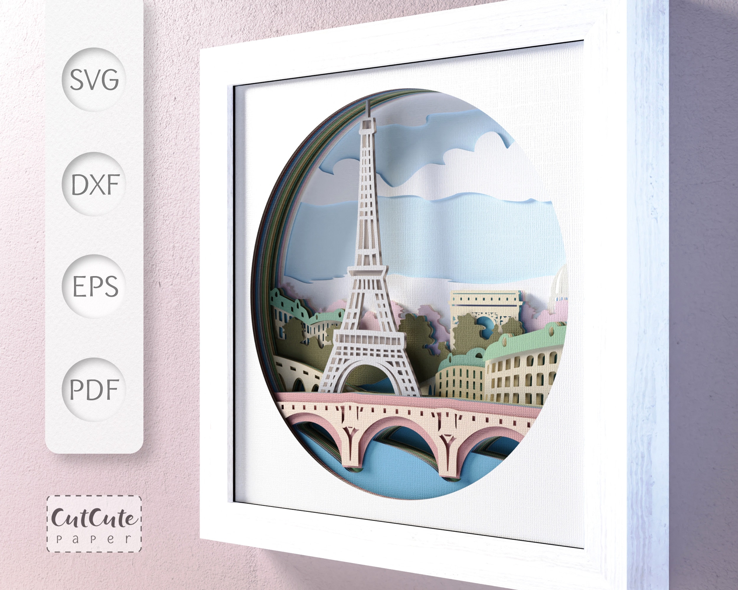Paris SVG Shadow Box Template 3D SVG Shadowbox Layered - Etsy Australia