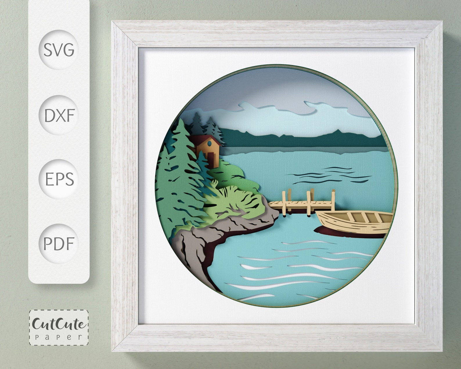 River, Lake and Waterfall Water Shadow Box Bundle, 3D SVG Shadowbox 3 ...