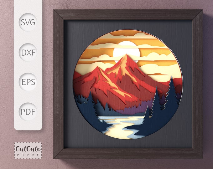3d Mountains Svg - Shadow Box Svg - Etsy Canada