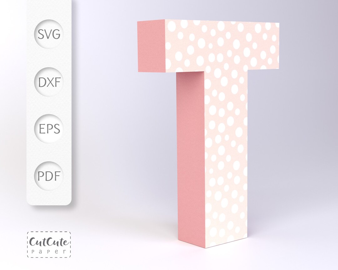 3D Letter T SVG Template, Cardstock Letter SVG for Cricut and ...