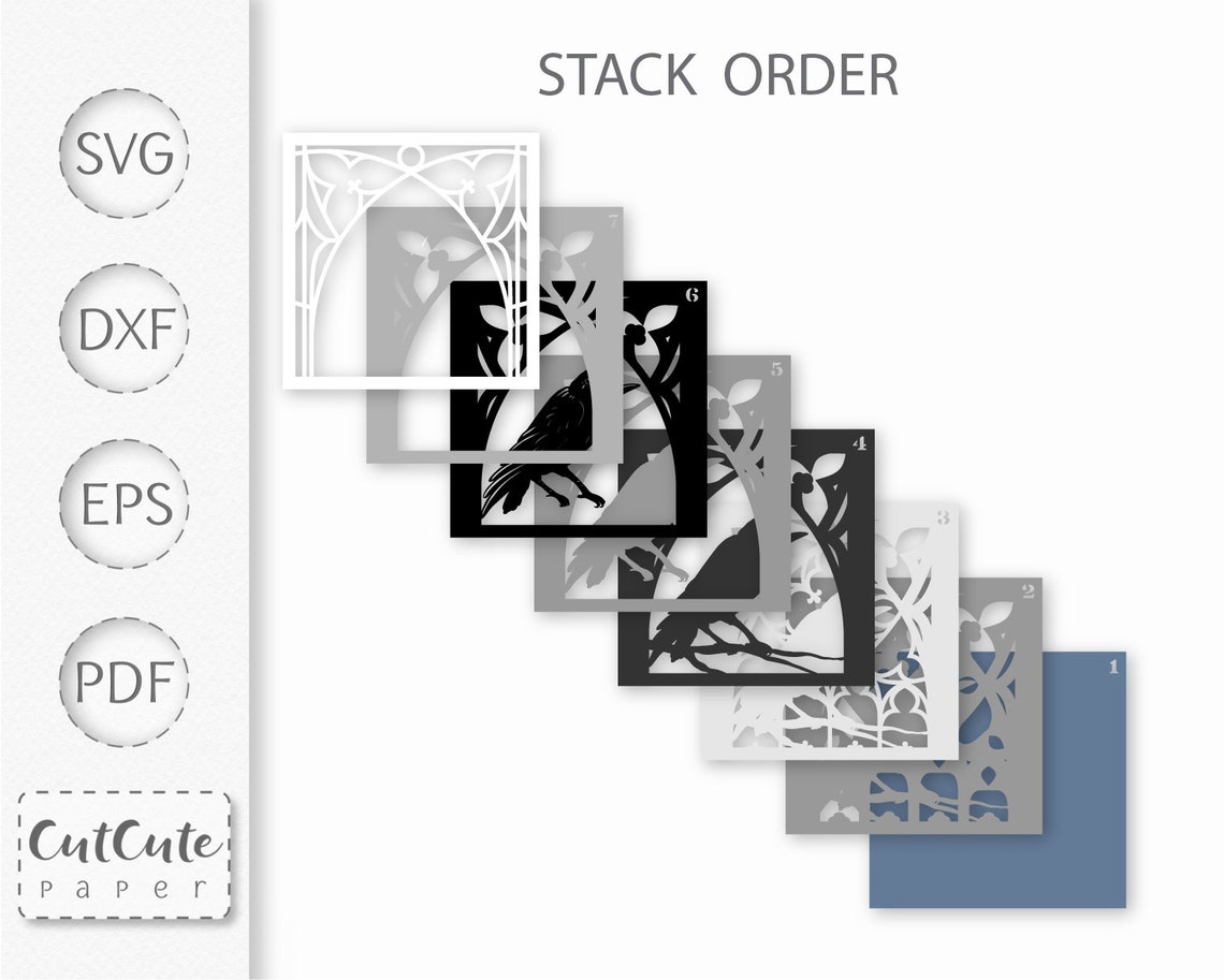 Raven Shadow Box SVG Template: Gothic Halloween Wall Art - Etsy