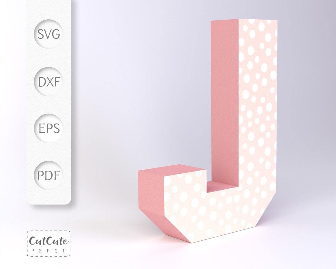 3D Letter J SVG Template, Cardstock Letter SVG for Cricut - Etsy
